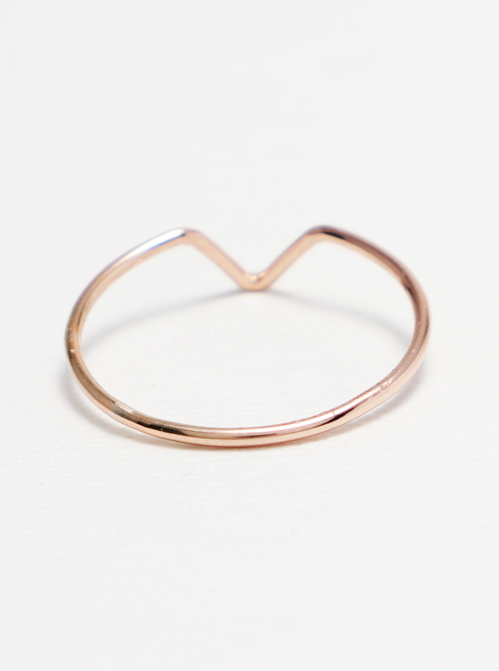 Super Thin Rose Gold Chevron V Ring Gold Rings for Women | Etsy