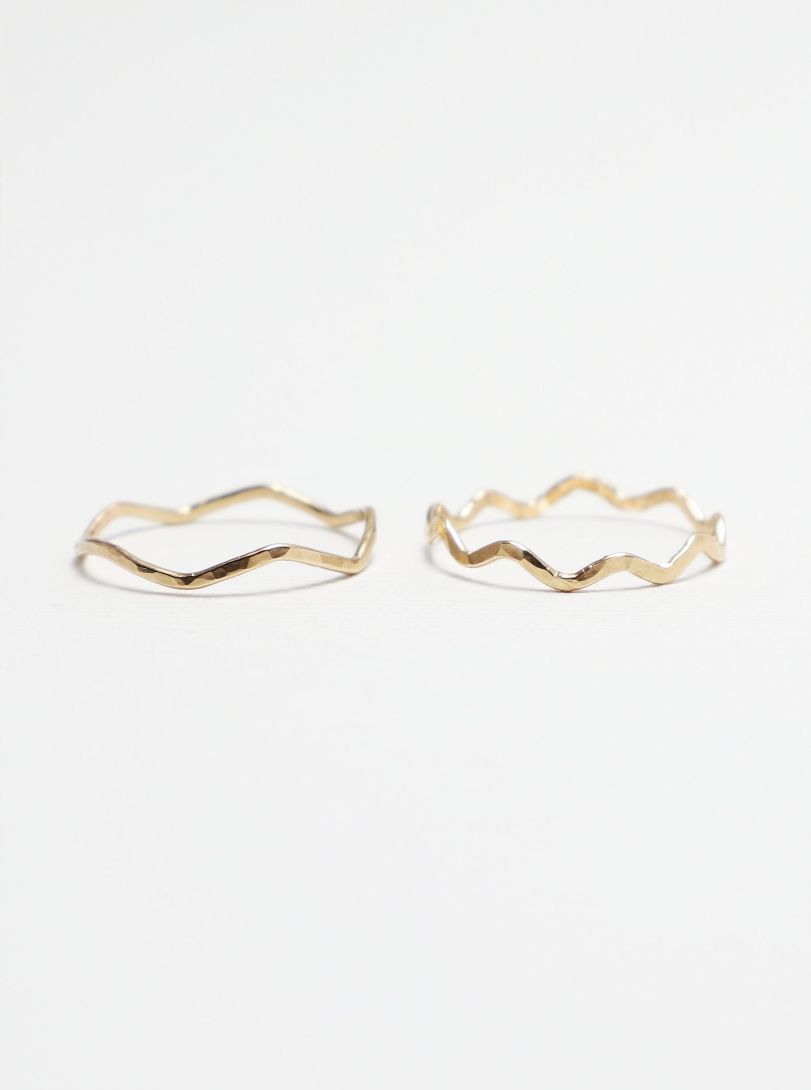 Thin Gold Hammered Wavy Ring Stacking Rings for Women Dainty | Etsy