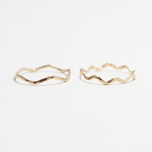 Thin Gold Hammered Wavy Ring, Stacking Rings for Women, Dainty Zig Zag Ring, Delicate Ring ...