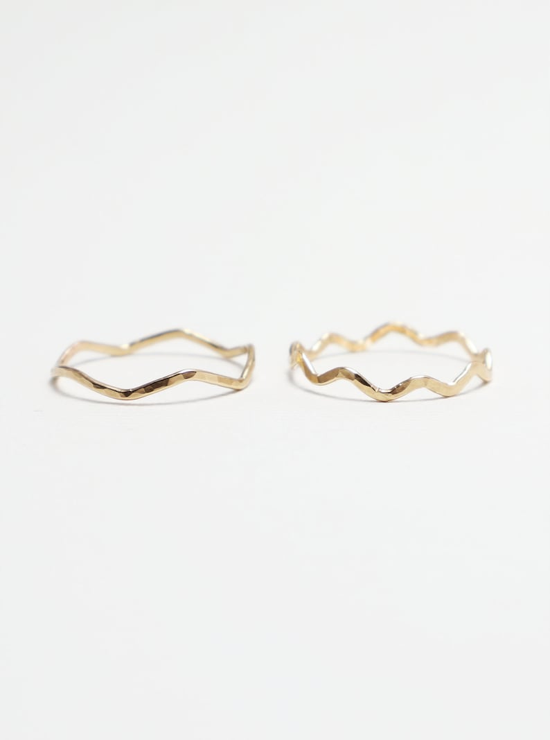 Thin Gold Hammered Wavy Ring Stacking Rings for Women Dainty - Etsy