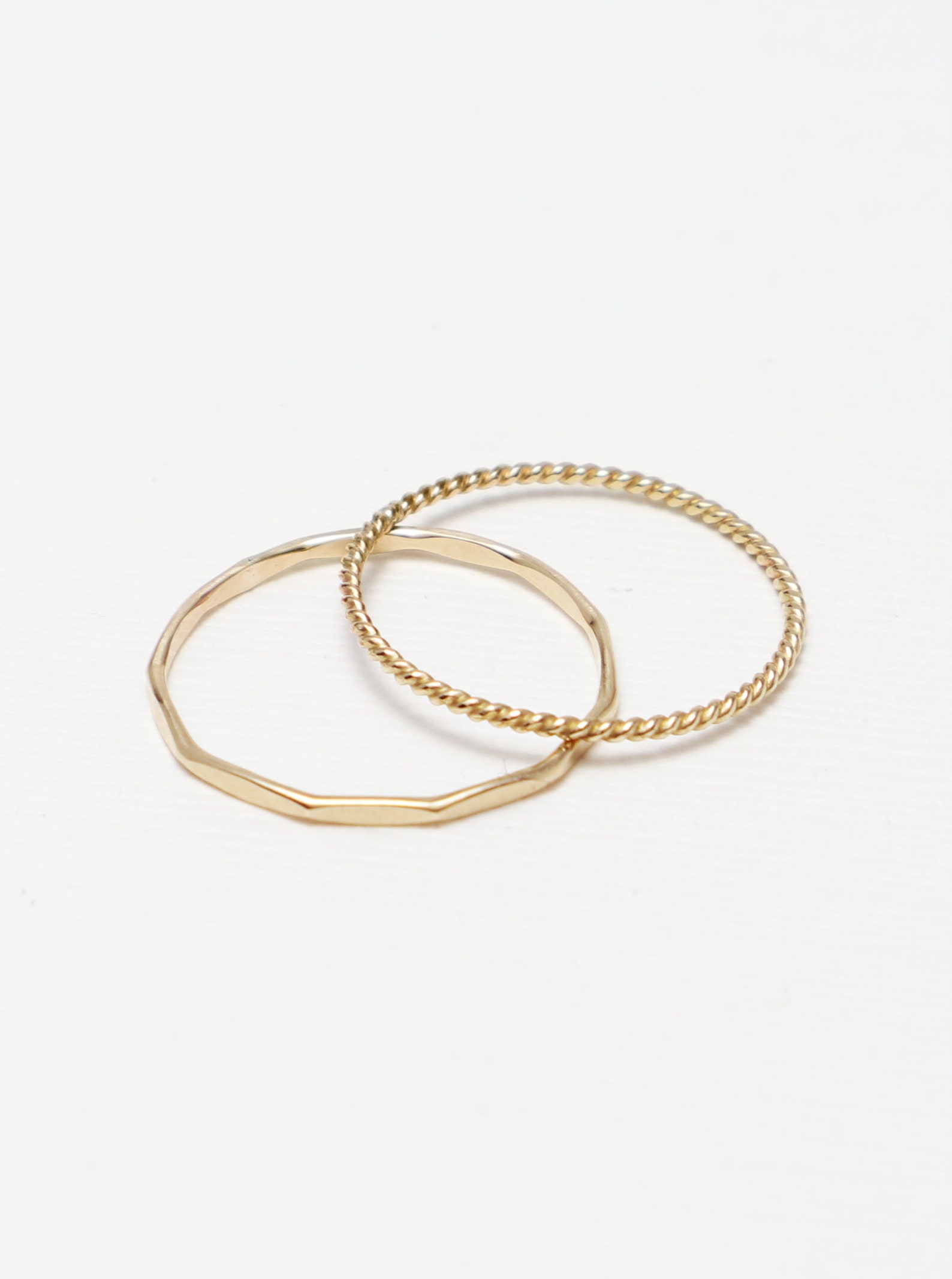 Thin Gold Ring Set of 2 Gold Rings for Women Gold Twist - Etsy UK