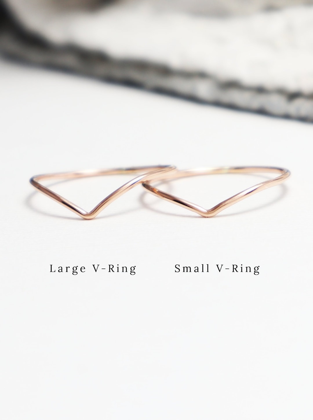Super Thin Rose Gold Chevron V Ring, Curved Rings for Women, Delicate ...