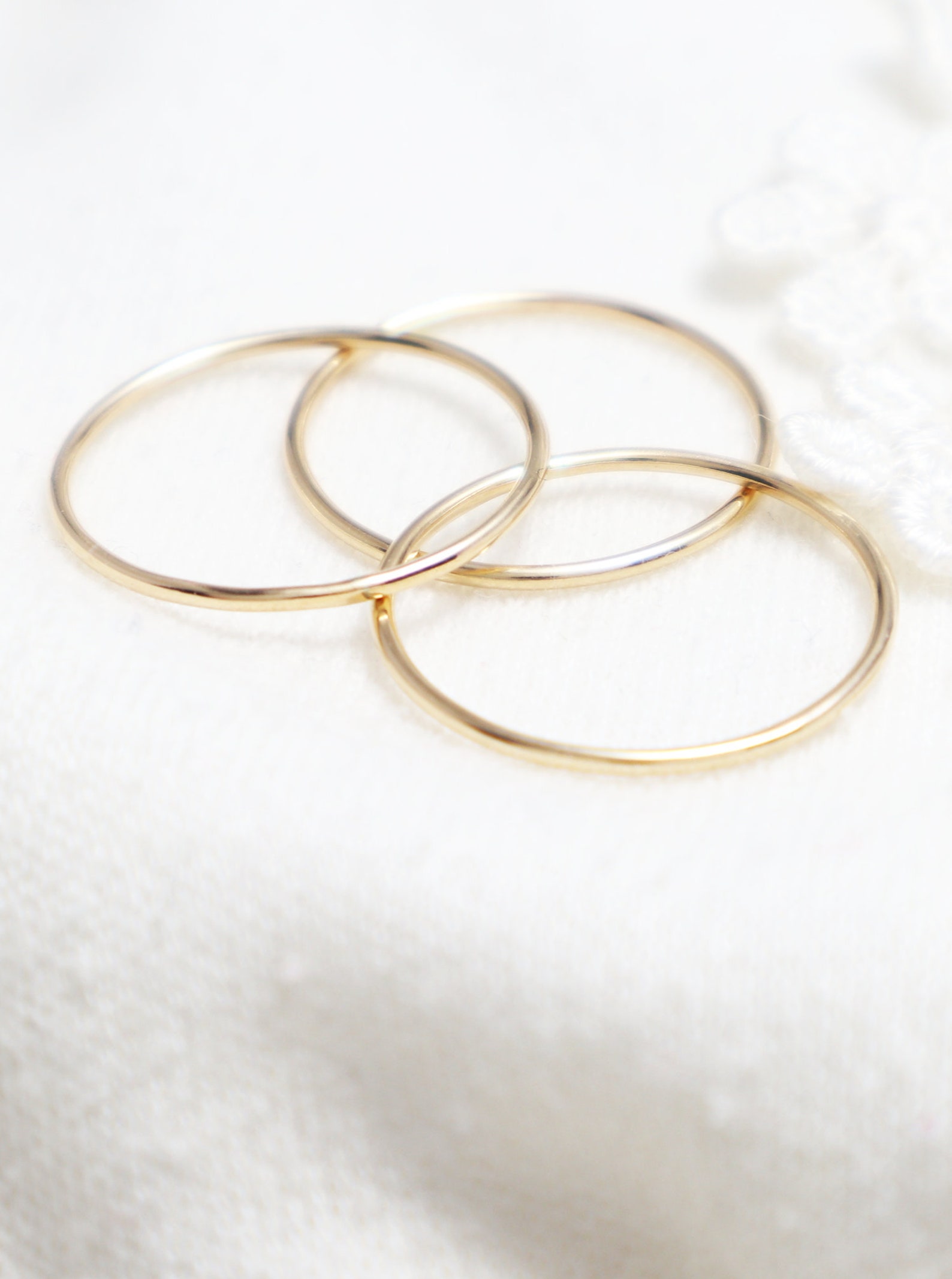 Super Thin Gold Ring Set of 3 Gold Rings for Women Thumb - Etsy