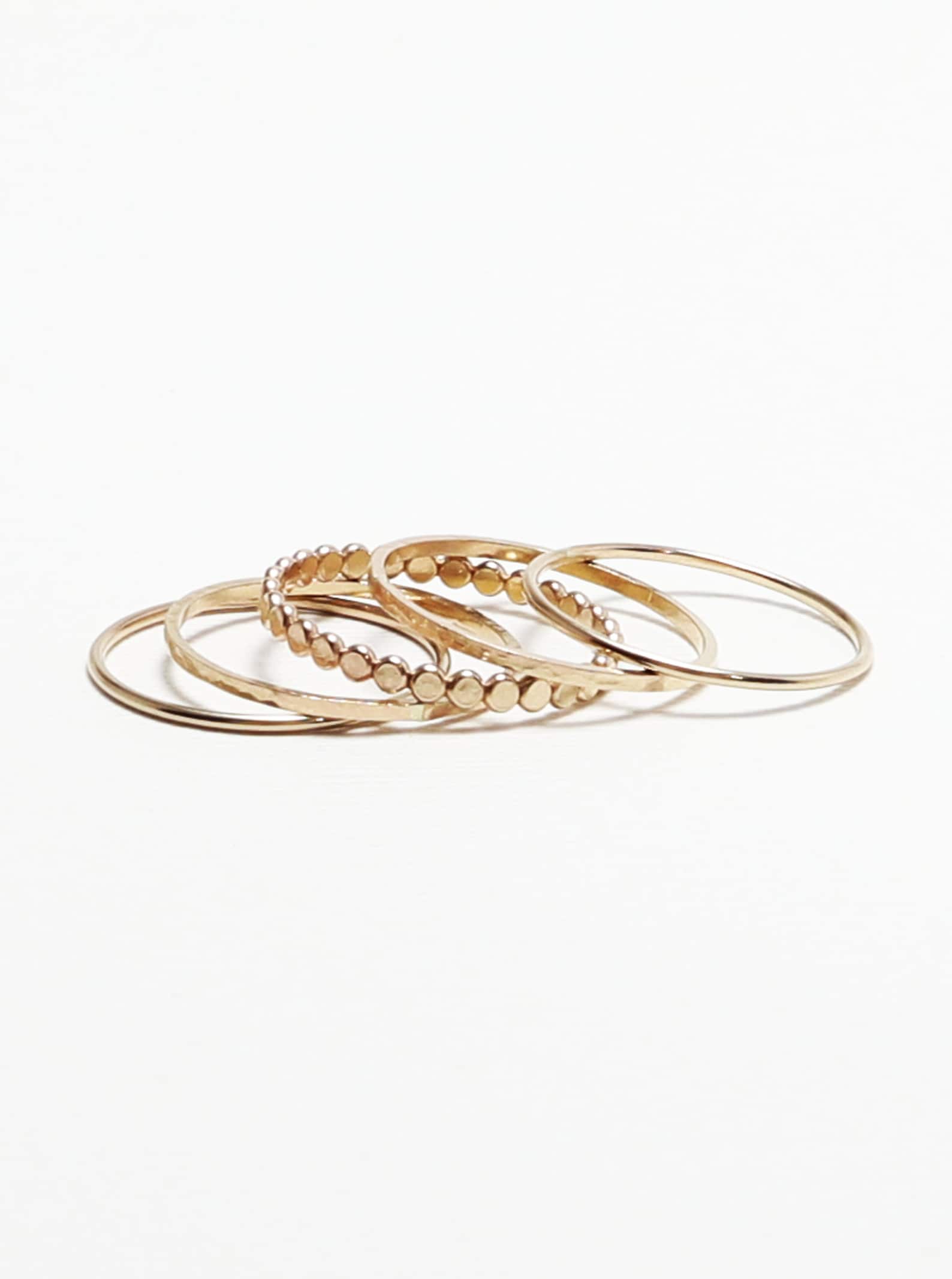 Gold Rings for Women, Minimalist Ring, Gold Bead Stacking Ring Set of 5 ...