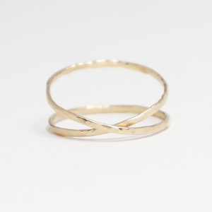 14K Solid Gold Super Thin X Ring, Criss Cross Ring, Gold Rings for ...