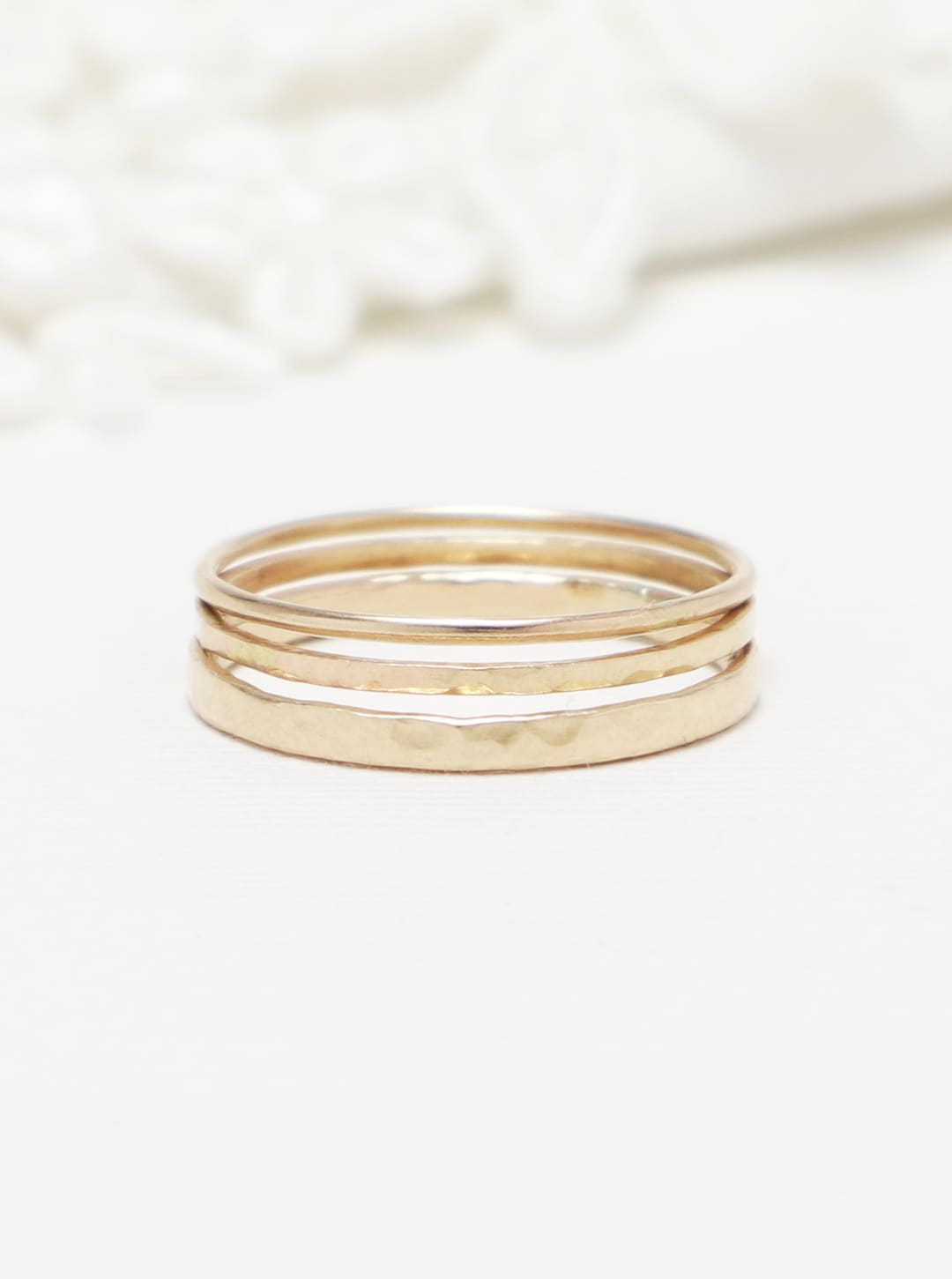 Gold Ring Set of 3, Medium Thick Band Ring, Gold Thin Ring, Gold Rings ...