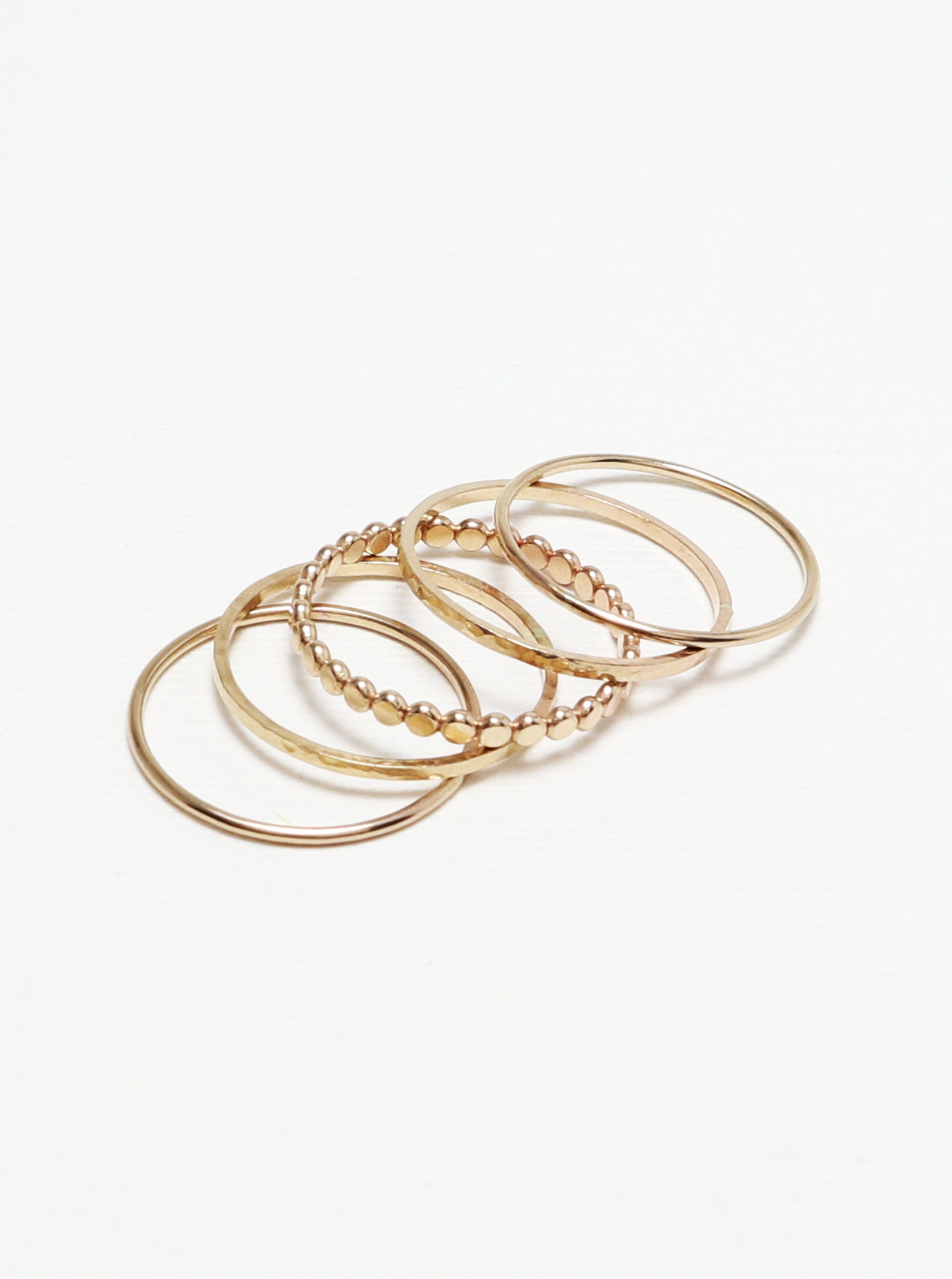 Gold Rings for Women, Minimalist Ring, Gold Bead Stacking Ring Set of 5 ...