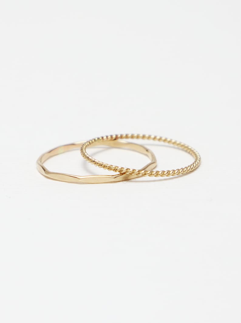 Thin Gold Ring Set Of 2 Gold Rings For Women Gold Twist | Etsy