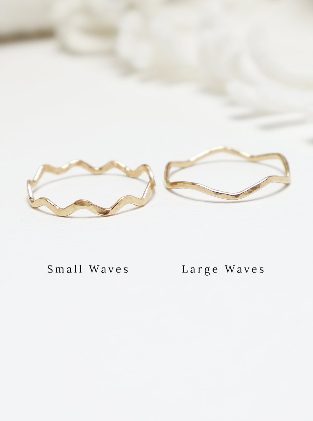 Thin Gold Hammered Wavy Ring, Stacking Rings for Women, Dainty Zig Zag ...
