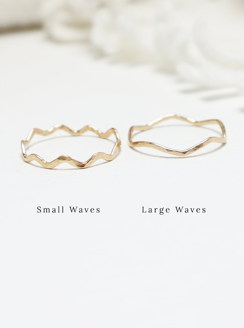 Thin Gold Hammered Wavy Ring Stacking Rings for Women Dainty - Etsy