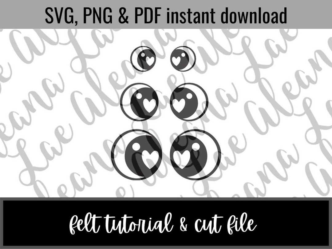 Digital Download | Basic Heart Eyes SVG & PNG File | Amigurumi Felt Eye ...