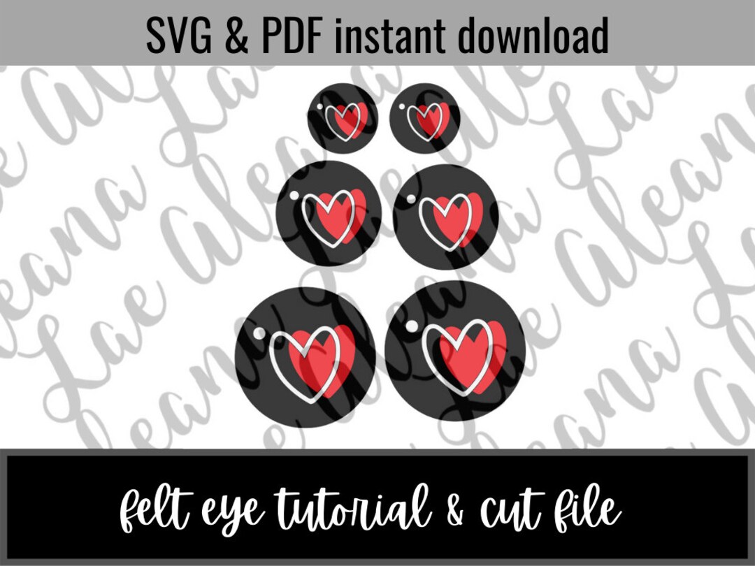 Digital Download | Heart Outline Round Eyes SVG File | Amigurumi Felt ...