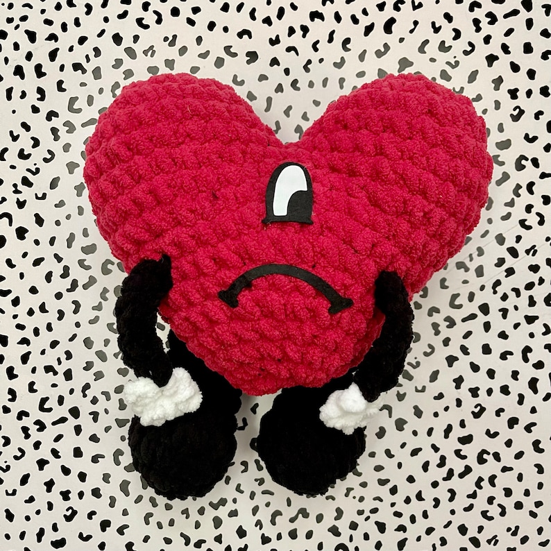 BB Heart Plush Crochet Red Heart Plush With Arms & Legs - Etsy