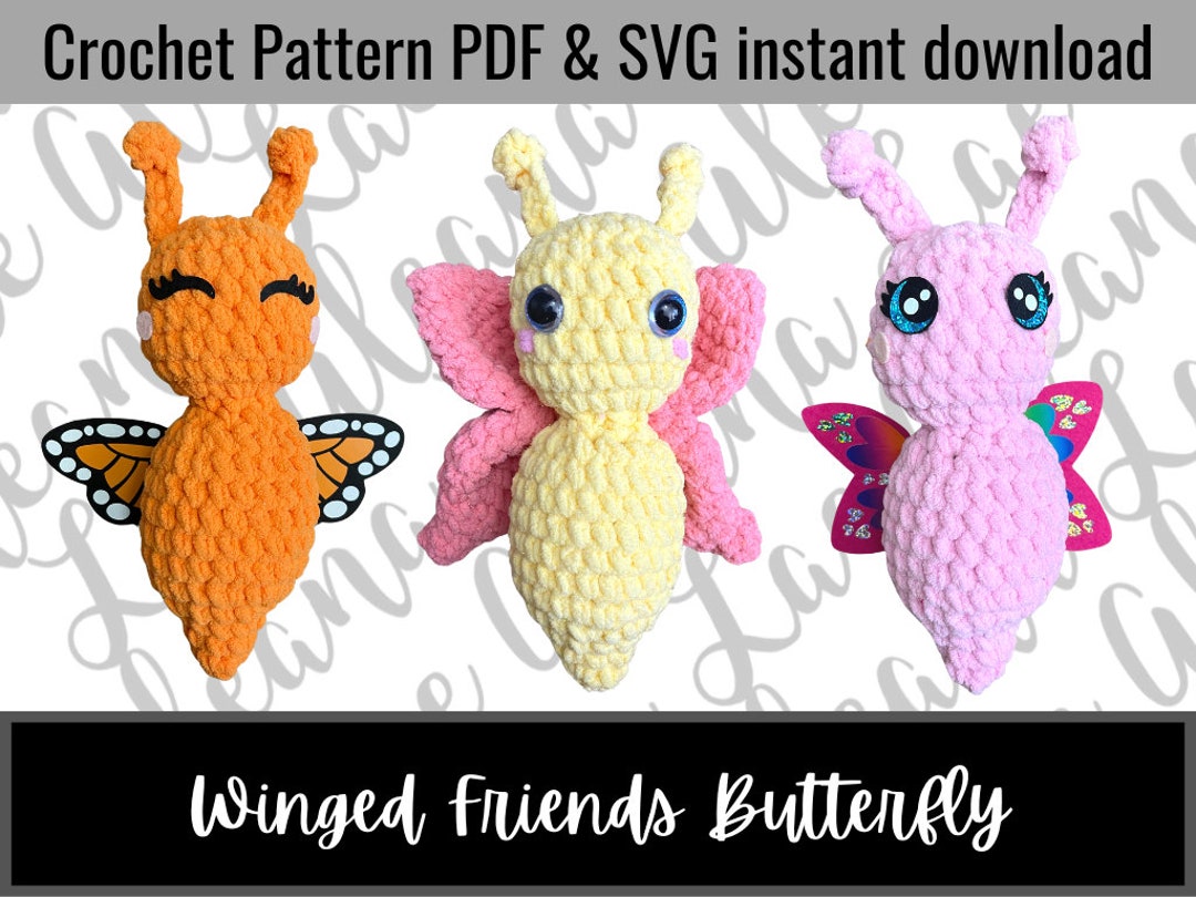Winged Friends Butterfly Amigurumi Crochet Pattern PDF & Felt Wings SVG ...