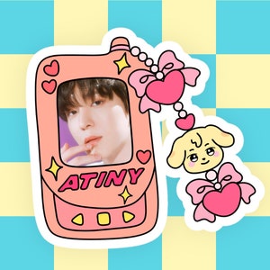 Ateez Atiny Cellphone Holographic Double Sided Keychain Preoder Charms ...