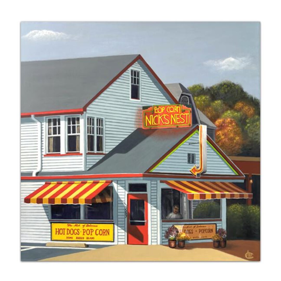 3x3 - 20x20 Nick's Nest Hot Dog Art Prints, Holyoke MA, New England Art ...