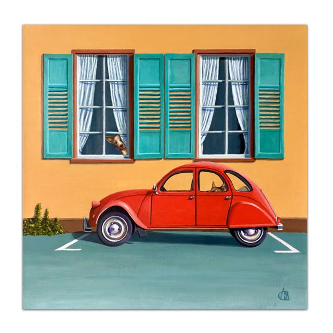 3x3 - 20x20 Art Prints, Teal Art Prints of Dogs and Vintage Car ...