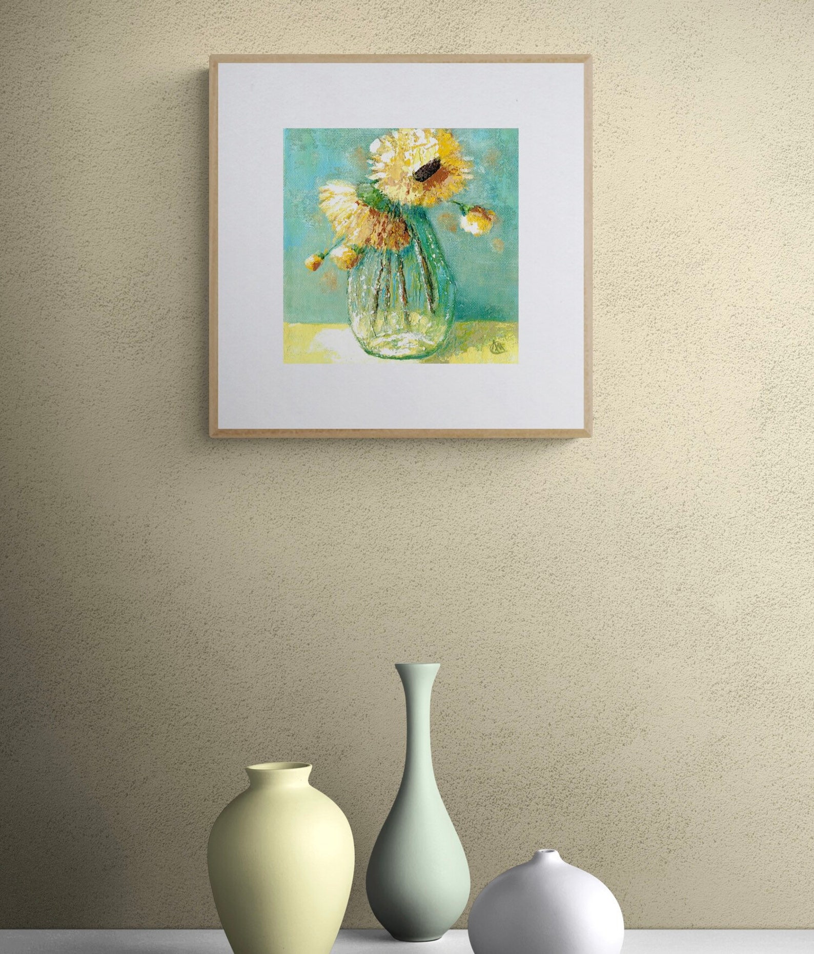 SUNFLOWER Wall Art 3x3 To16x16, Daisy Art Prints of Textured Acrylic ...