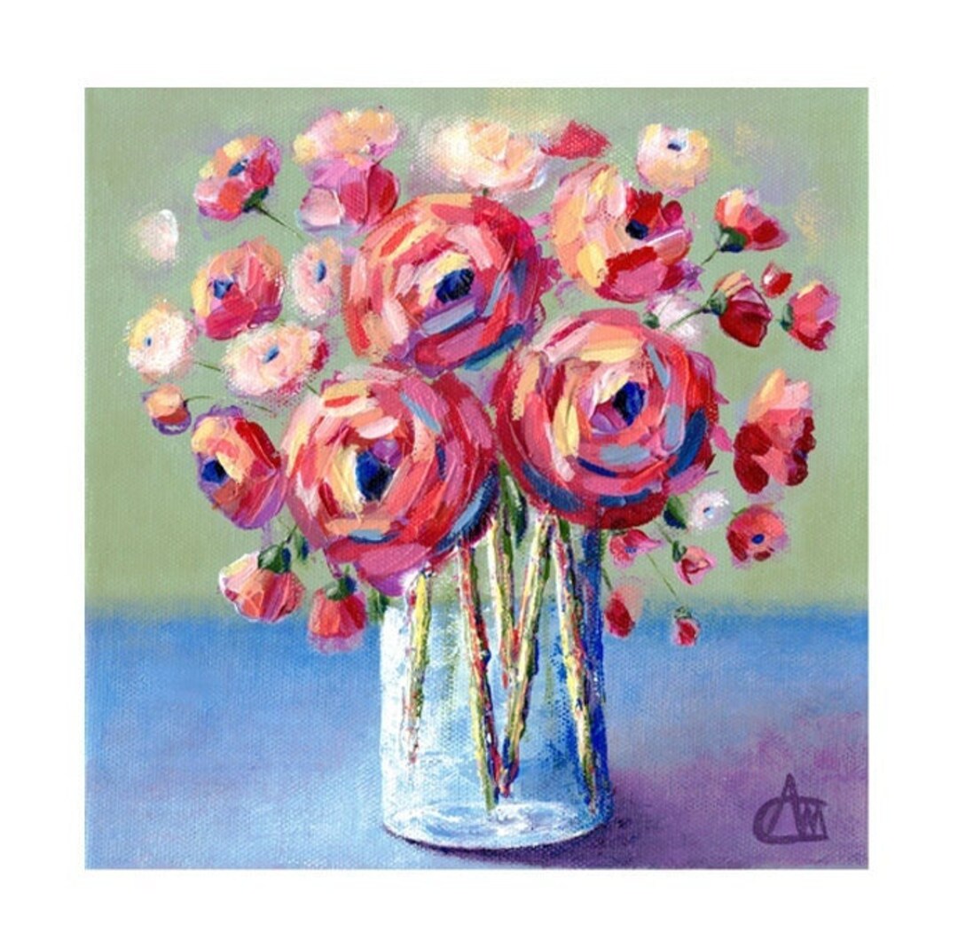 3x3 to 14x14 Floral Wall Art Prints, Print of Original Painting, Square ...