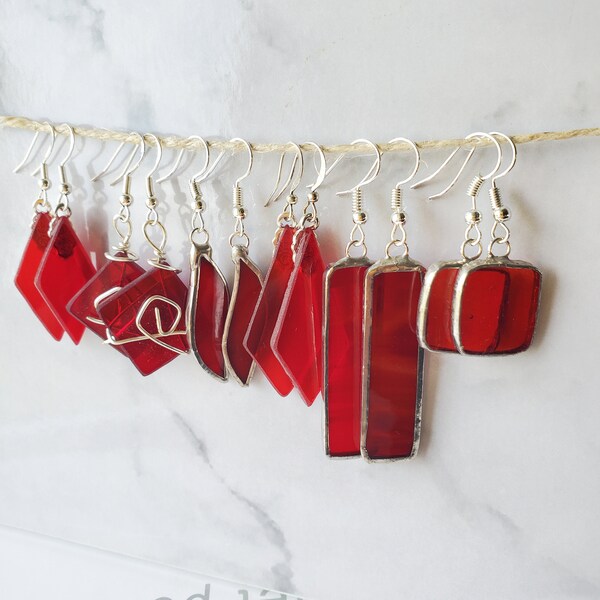 Red Glass Earrings - Etsy