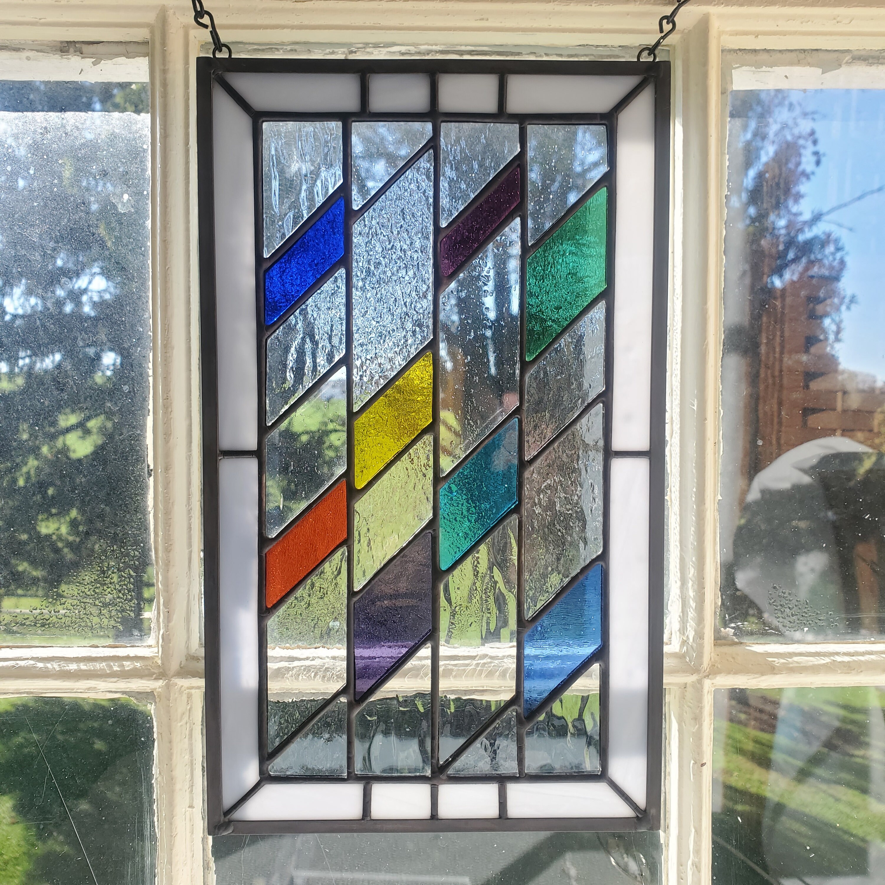 Geometric Stained Glass Panel 11.5x7 | Etsy