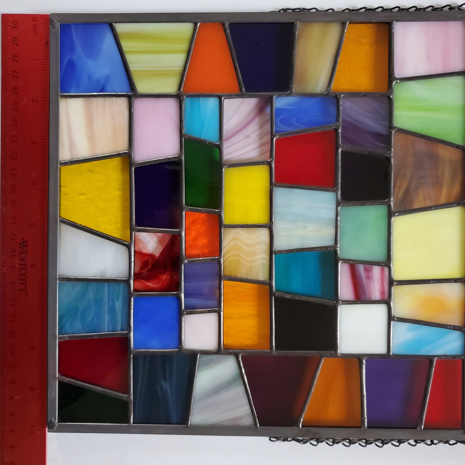 Crazy Quilt Stained Glass Panel 10x10 | Etsy