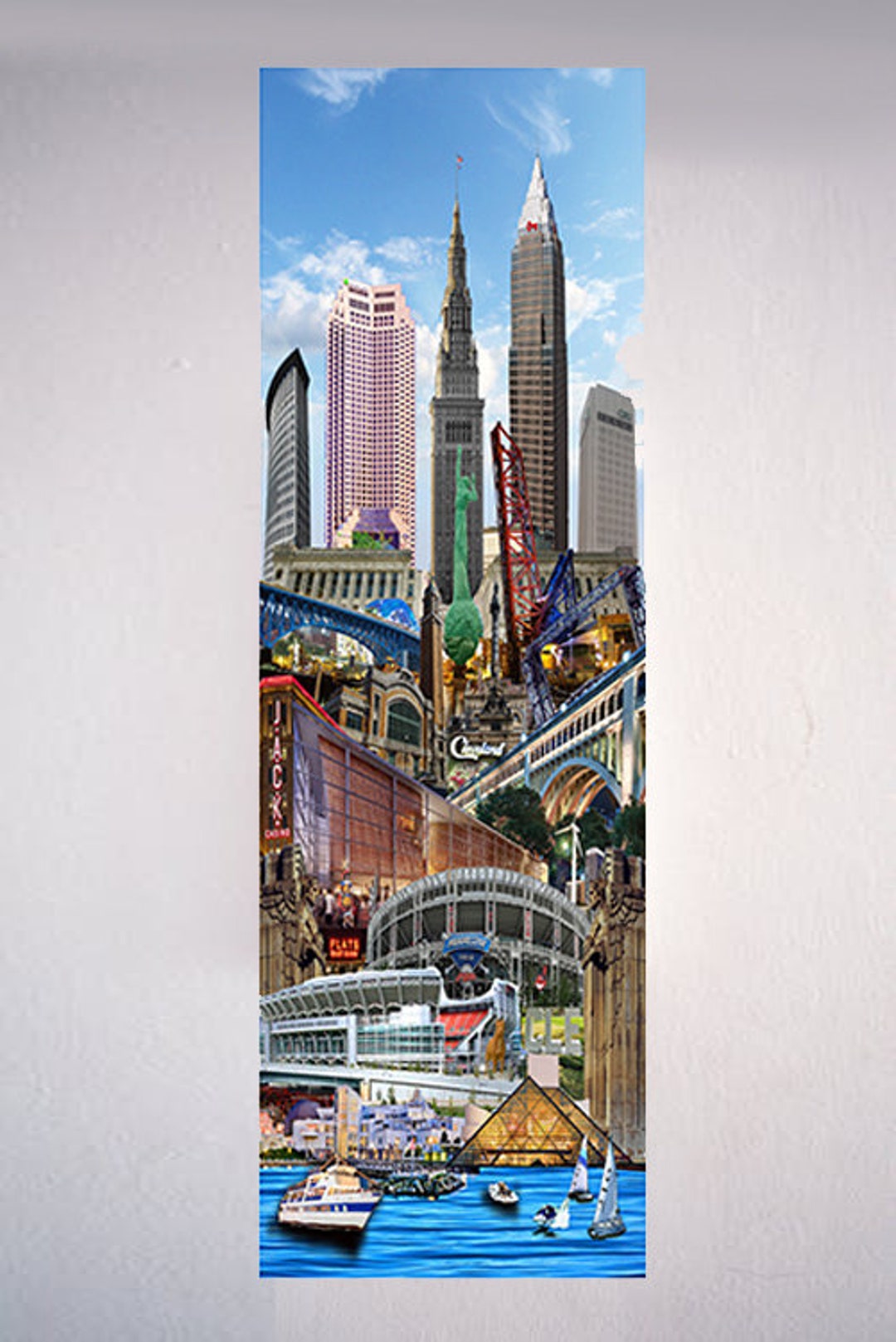 Cleveland Collage Art Print: City Landmarks Wall Decor - Etsy