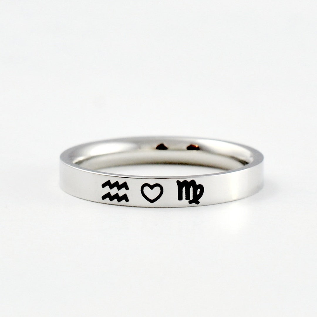 Zodiac Love Ring – Custom Stainless Steel Band, Personalized Astrology ...
