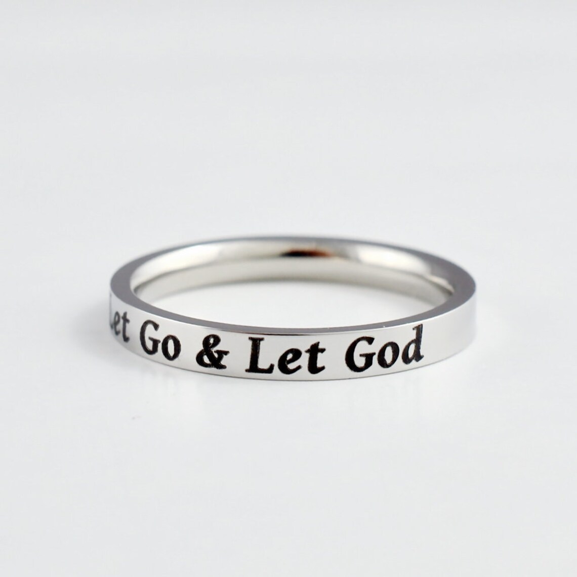 Let Go & Let God Ring Stainless Steel Christian Inspirational Band ...