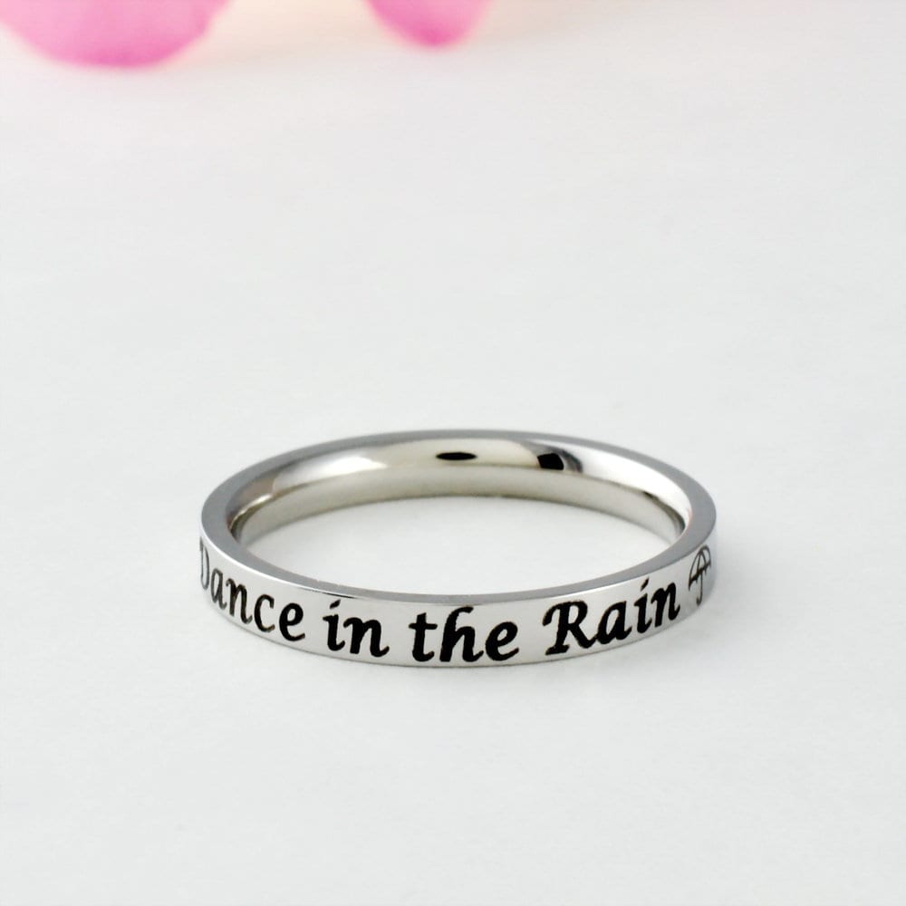 Dance in the Rain Dainty Stainless Steel Stacking Band Ring - Etsy
