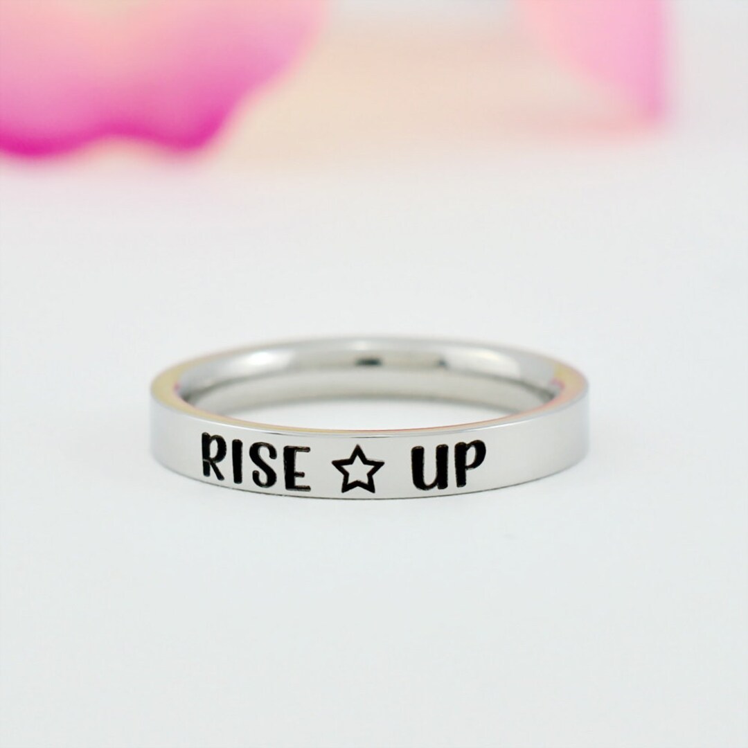 Rise up - Dainty Stainless Steel Stacking Band Ring, Star Ring ...