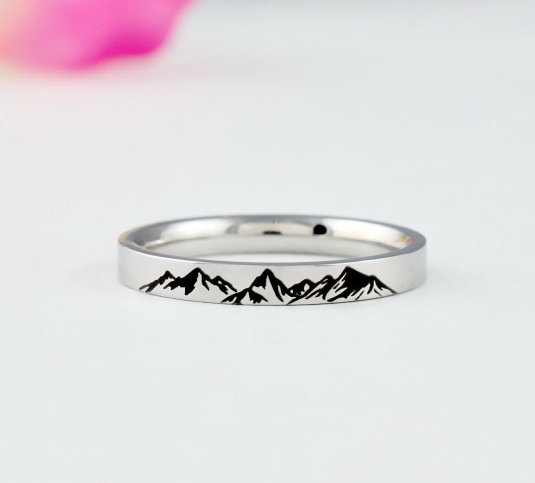 Mountain Ring – Stainless Steel Band Ring With Mountains Design ...