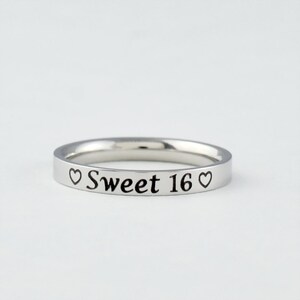 Sweet 16 - Stainless Steel Band Ring, 16th Birthday Sweet Sixteen Gift ...