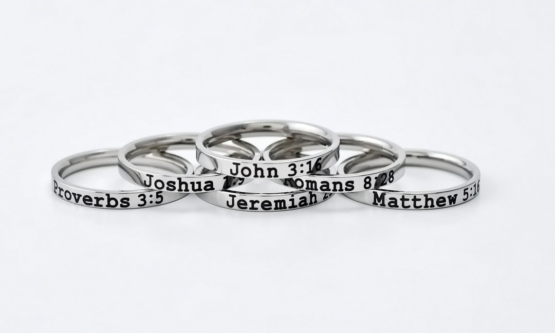 Custom Bible Verse Ring Stainless Steel Stacking Band Ring - Etsy
