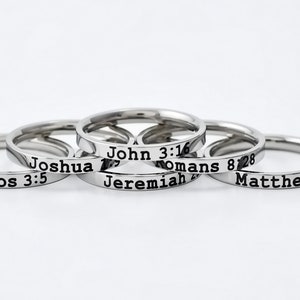 Custom Bible Verse Ring - Stainless Steel Stacking Band Ring ...