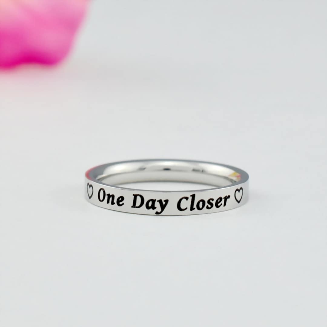 One Day Closer - Stainless Steel Band Ring, Long Distance Love for Army ...