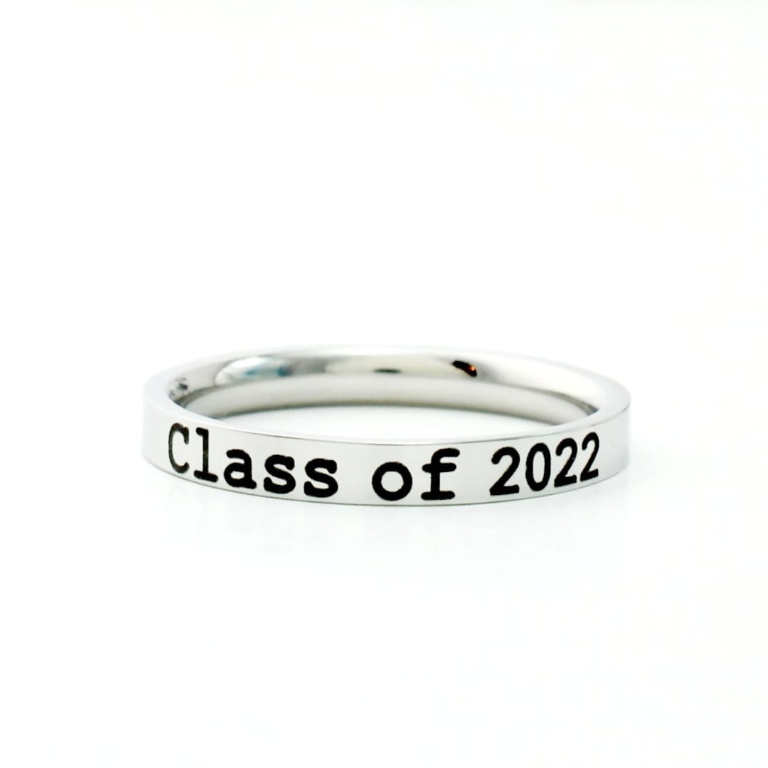 Class of 2024 - Custom Stainless Steel Stacking Band Ring, Unique Class ...