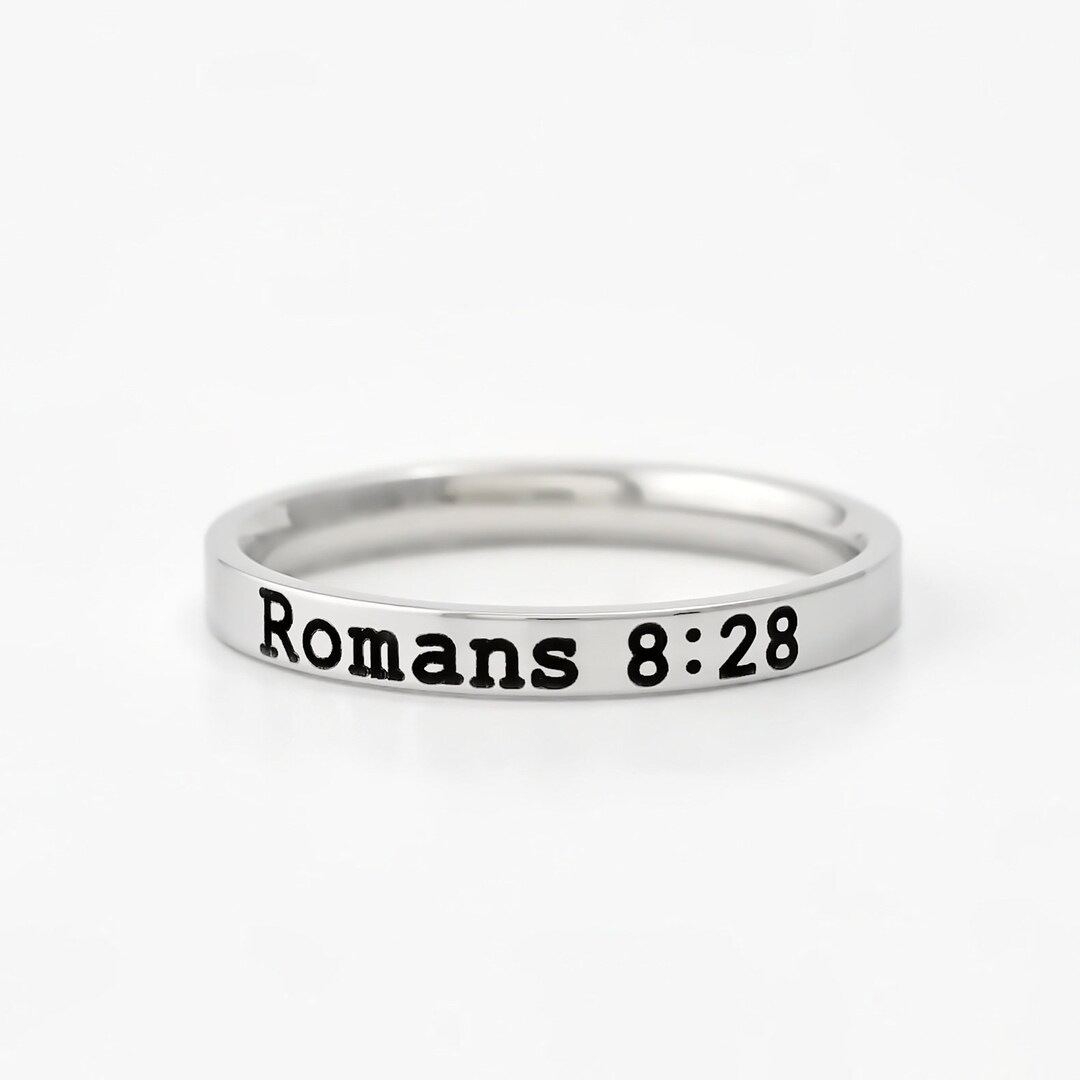Romans 8:28 - Dainty Stainless Steel Stacking Ring, Christian Religious ...