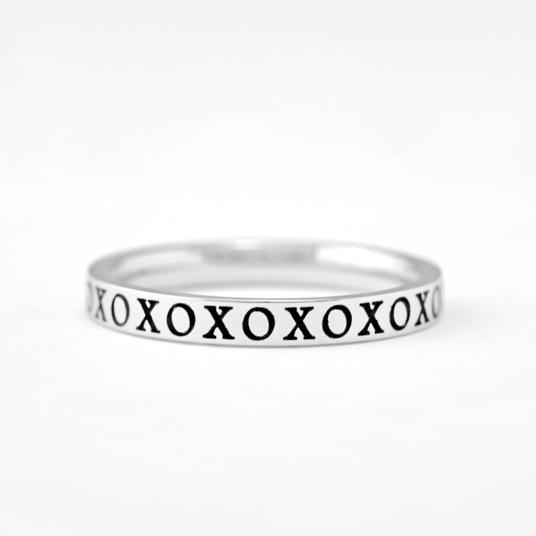 Hugs and Kisses Ring - Dainty Stainless Steel Stacking Ring, Love Ring ...