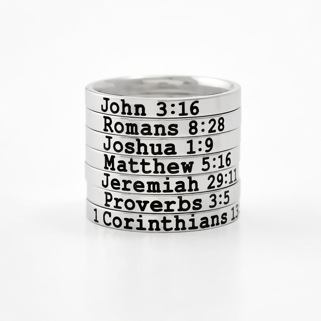Custom Bible Verse Ring - Stainless Steel Stacking Band Ring ...