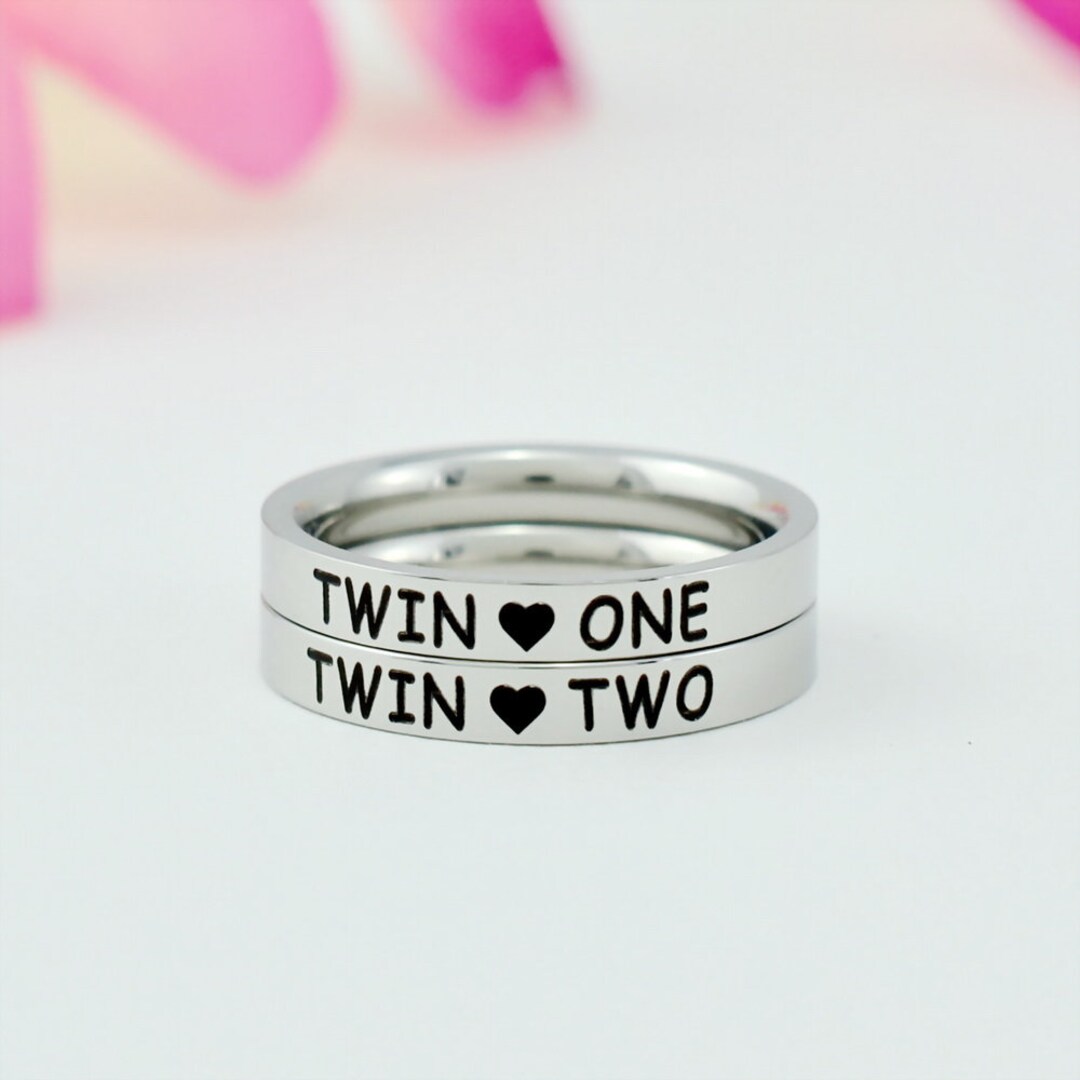 Twin One & Twin Two Rings Set of 2 – Stainless Steel Matching Bands ...