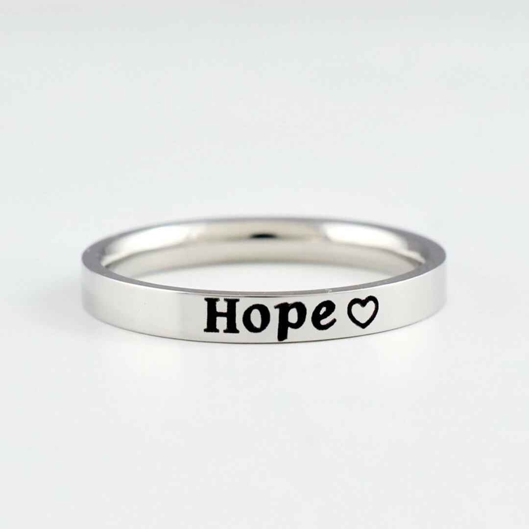 Hope - Stainless Steel Band Ring, Motivational Inspirational Ring ...