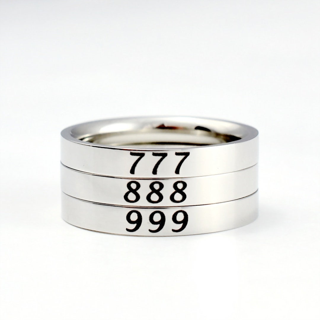Angel Number - Stainless Steel Band Ring, Personalized Numerology Ring ...