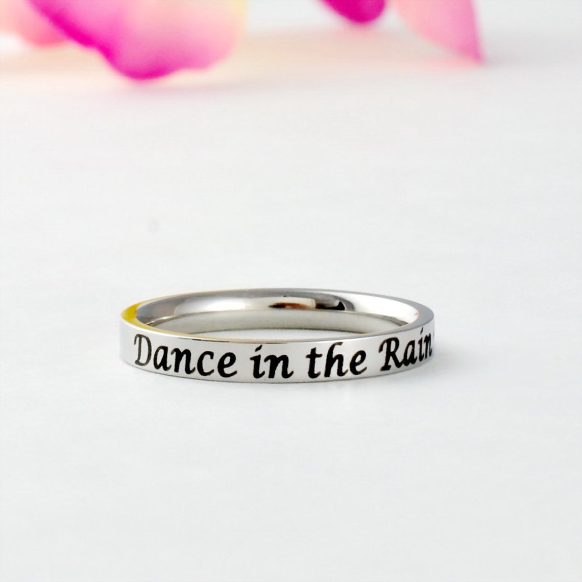 Dance in the Rain Dainty Stainless Steel Stacking Band Ring - Etsy