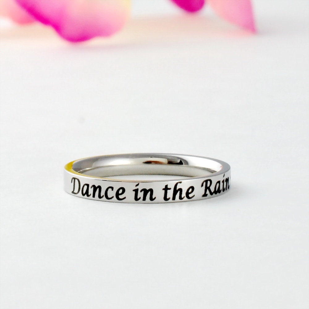Dance in the Rain Dainty Stainless Steel Stacking Band Ring - Etsy