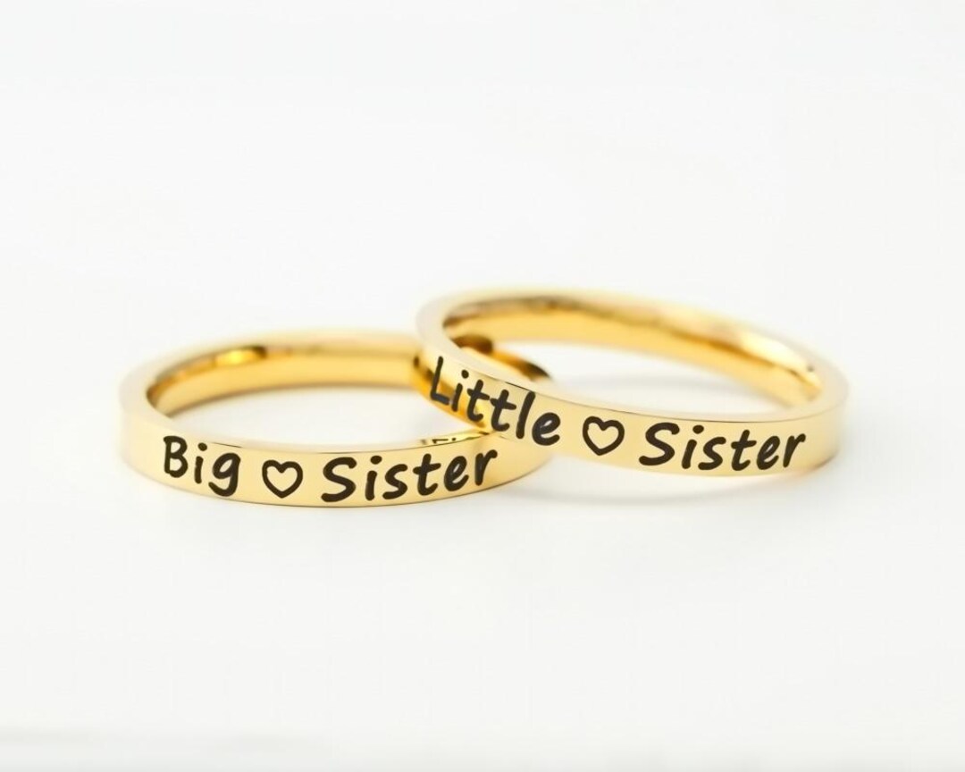Big Sister & Little Sister Rings Set of 2 – GOLD Stainless Steel Bands ...