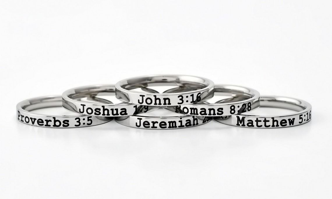 Custom Bible Verse Ring Stainless Steel Stacking Band Ring - Etsy