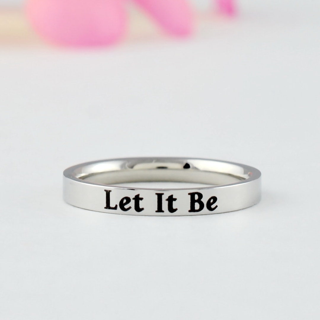 Let It Be - Dainty Stainless Steel Stacking Band Ring, Motivational ...
