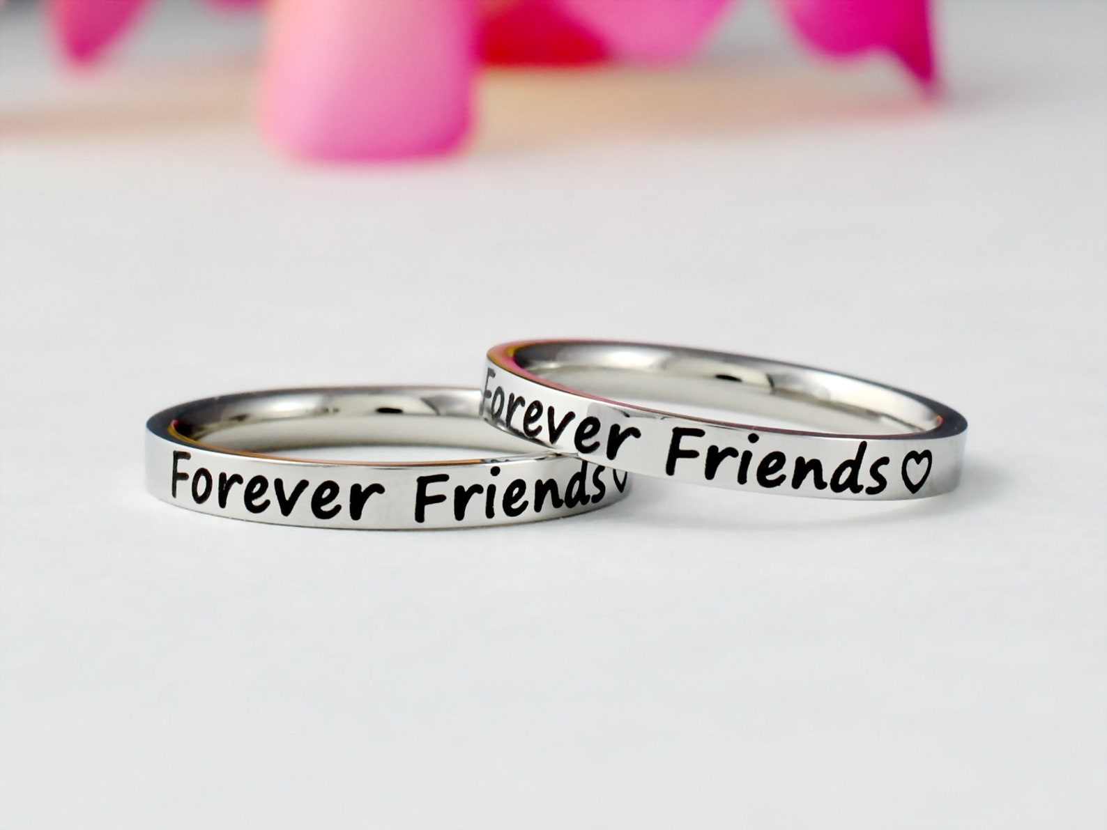Forever Friends Dainty Stainless Steel Stacking Band Ring - Etsy