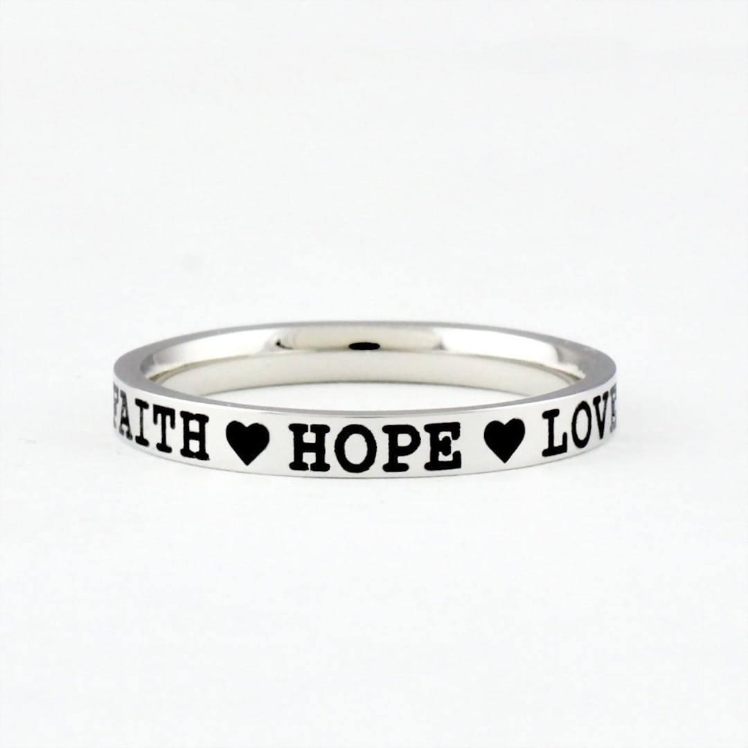 Faith Hope Love - Dainty Stainless Steel Stacking Band Ring, Christian ...